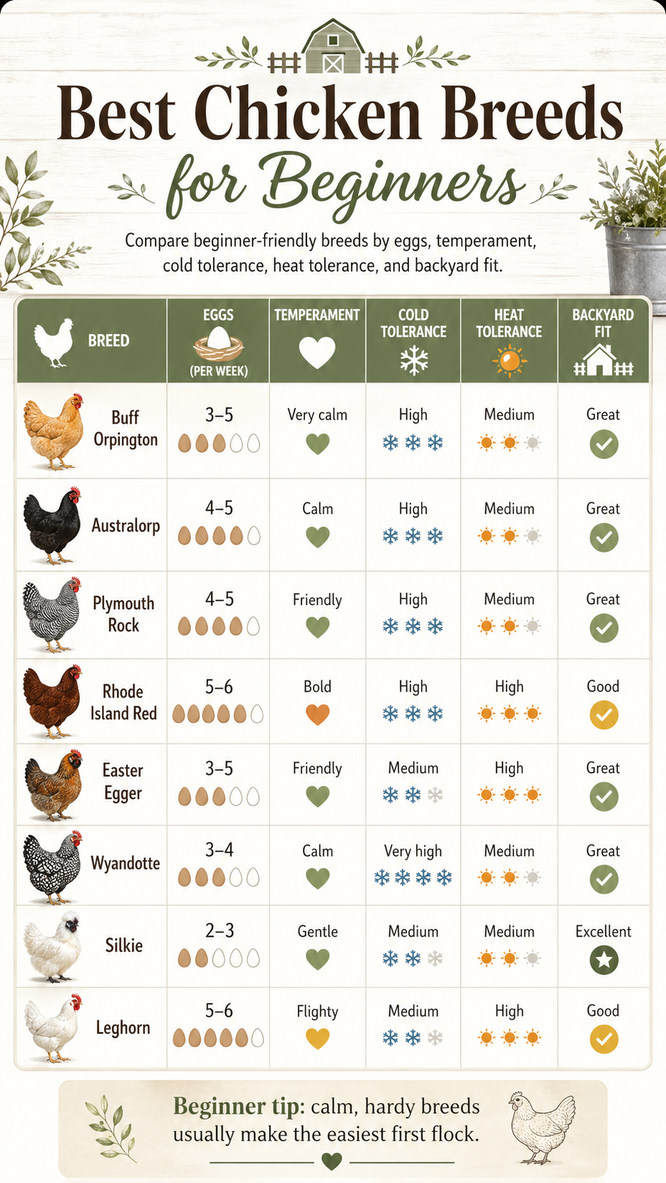 Best Chicken Breeds for Beginners: 25 Breeds Compared